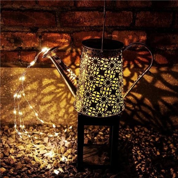 Accents | Solar Watering Can With Lights Large Hanging Solar Waterfall ...